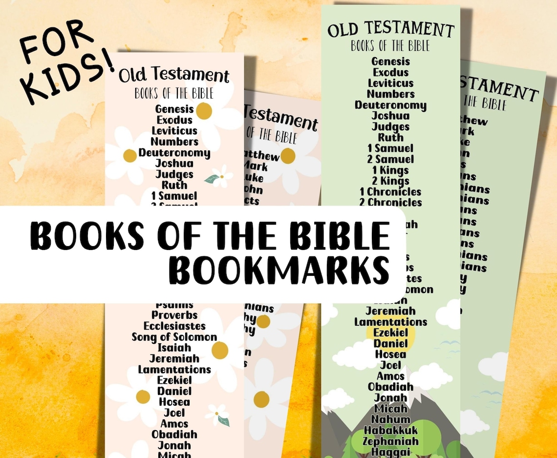 Printable Books of the Bible Bookmarks for Kids, Christian Bookmarks ...