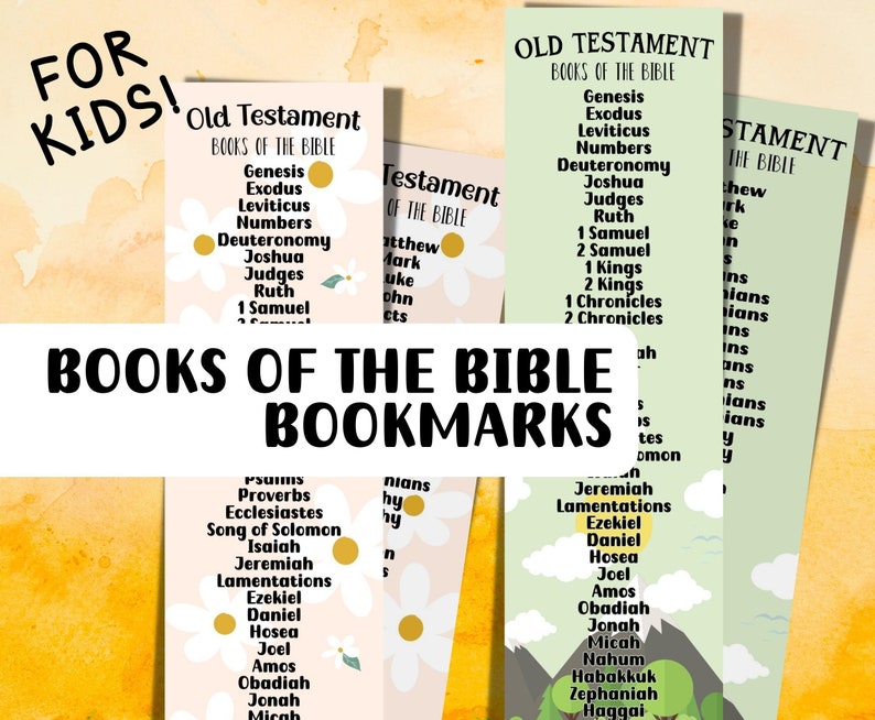 Printable Books of the Bible Bookmarks for Kids, Christian Bookmarks ...