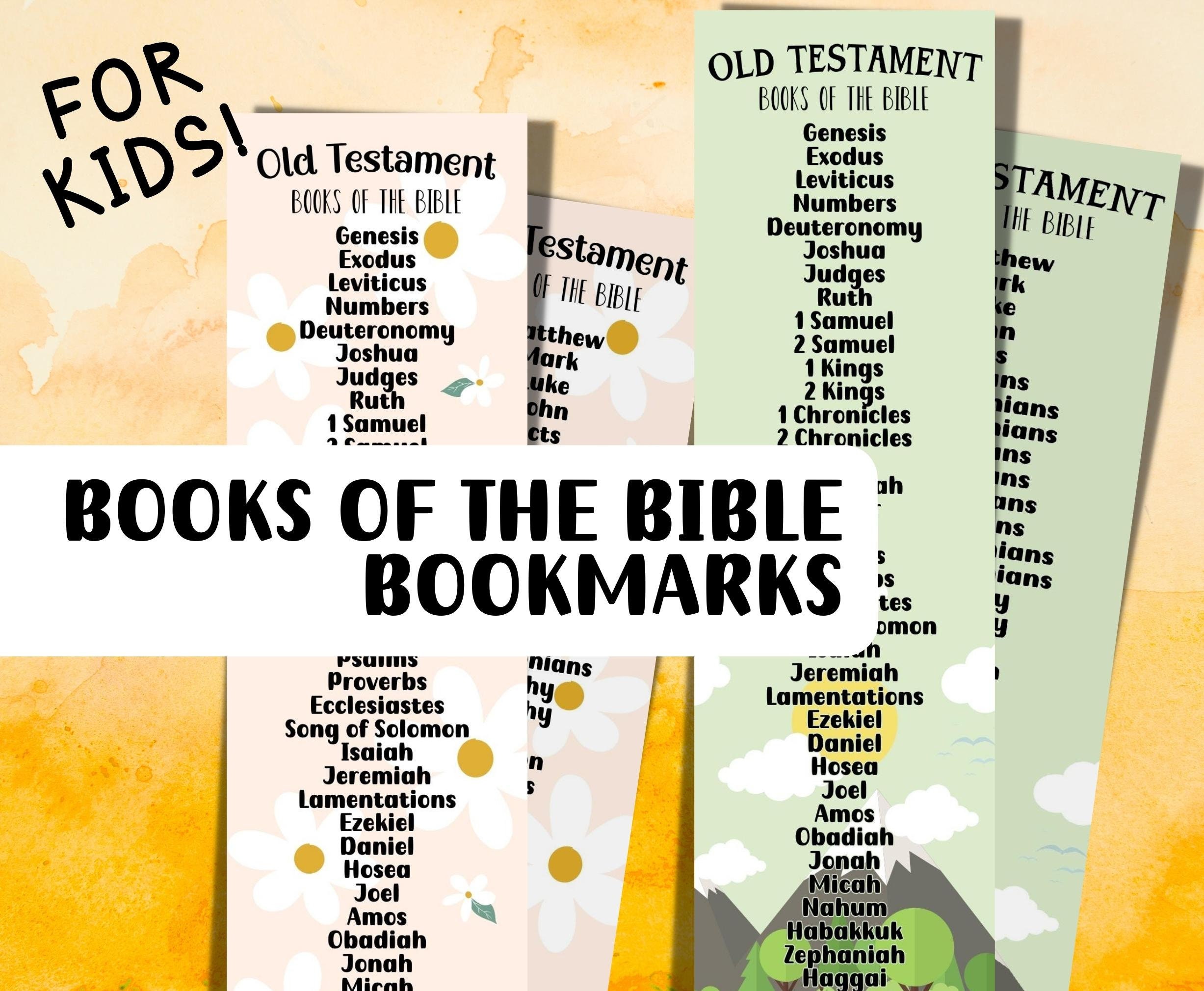Printable Books of the Bible Bookmarks for Kids, Christian Bookmarks ...