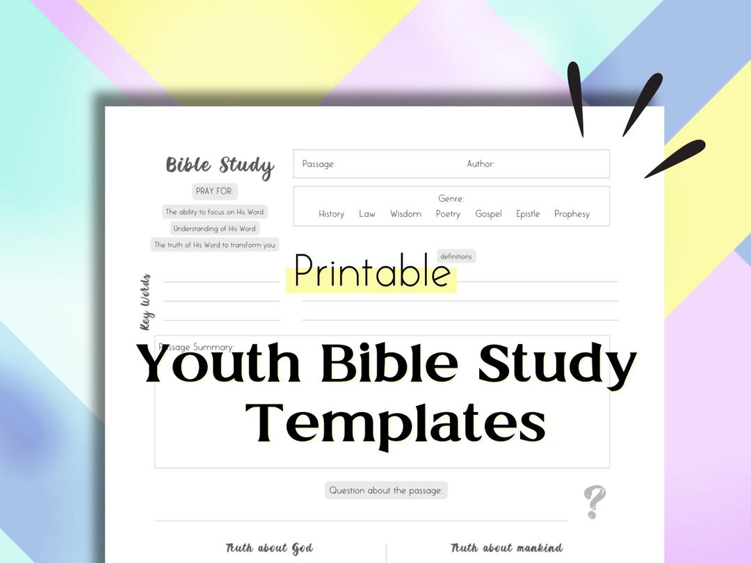 Printable Teens Bible Study Worksheets, Youth Bible Study Resources for ...