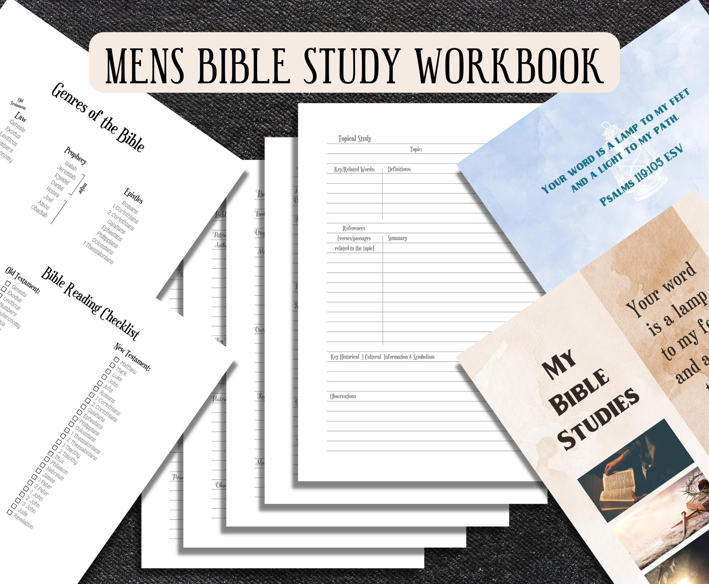 Printable Mens Bible Study Workbook for Beginners, Simple Bible Study ...