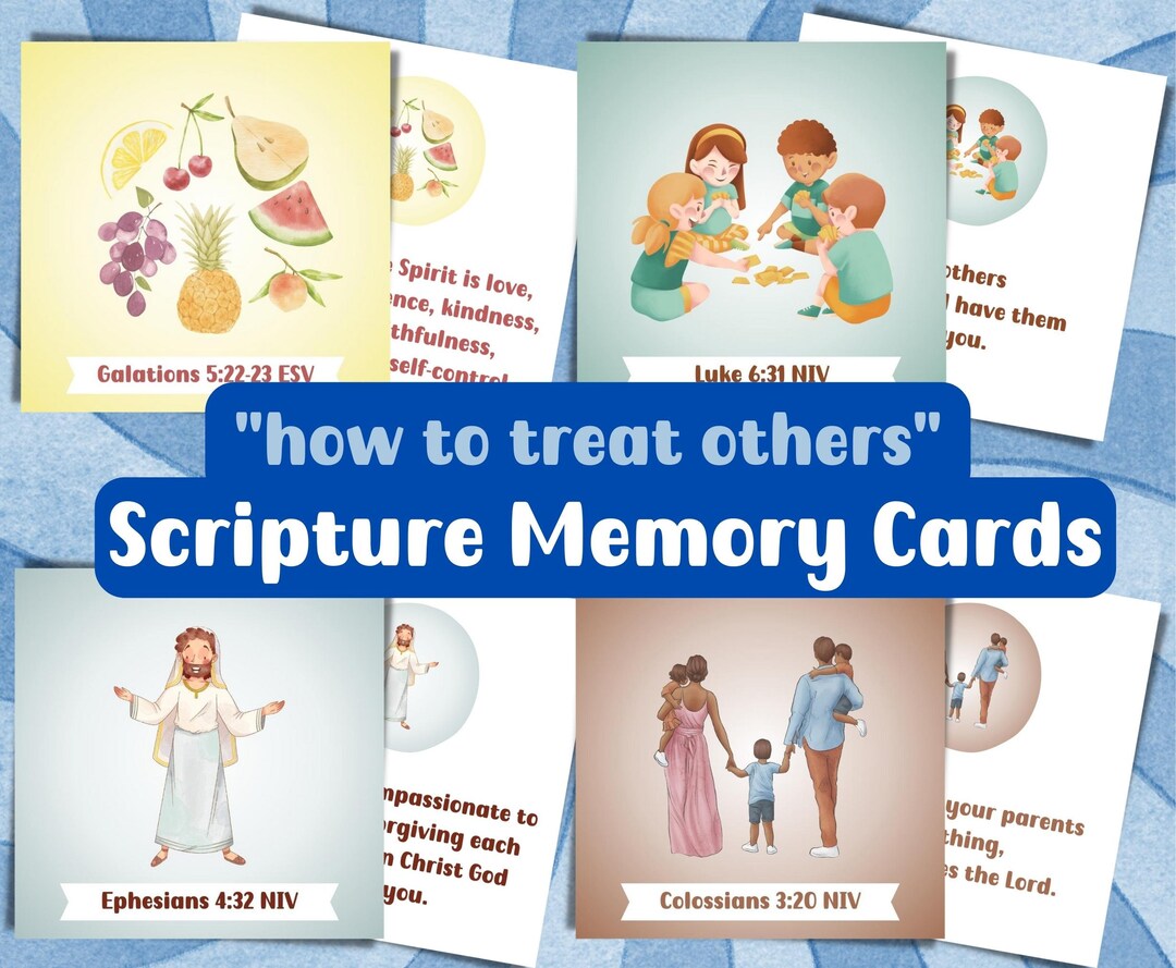 Printable Kids Memory Verse Cards for Children Bible Memory - Etsy