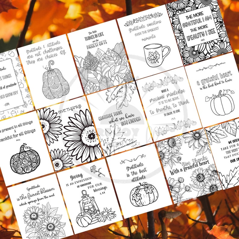 Printable Fall Coloring Pages With Gratitude Quotes, Thanksgiving ...