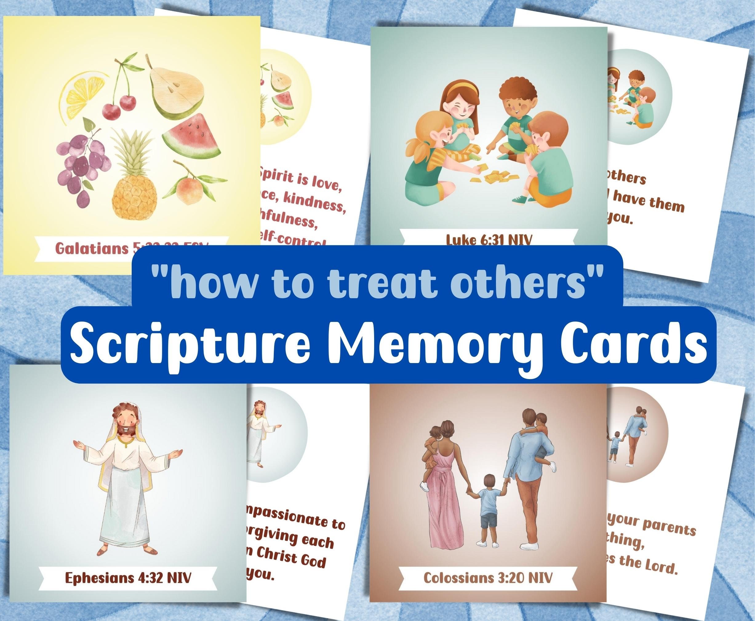 Printable Kids Memory Verse Cards for Children, Bible Memory Verses ...