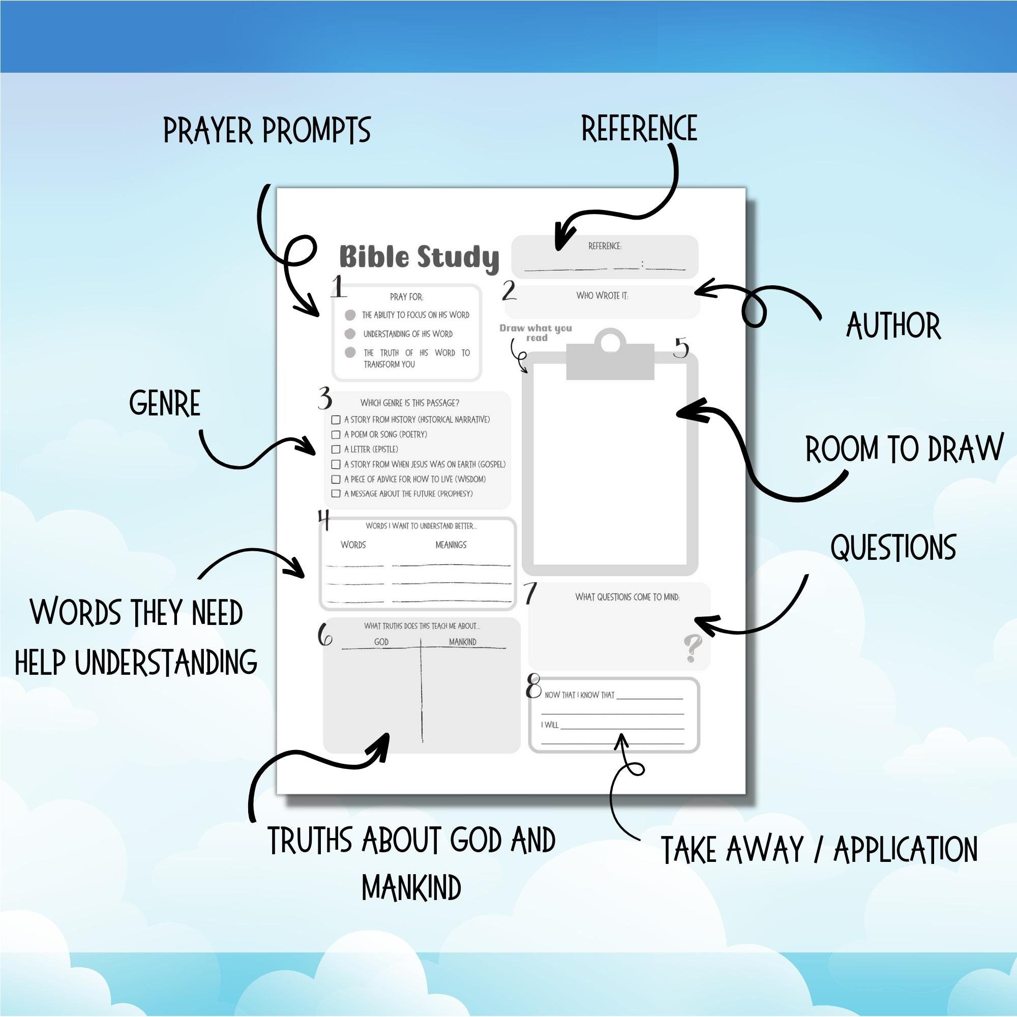 Printable Childrens Bible Study Worksheet, Family Bible Study for Kids ...