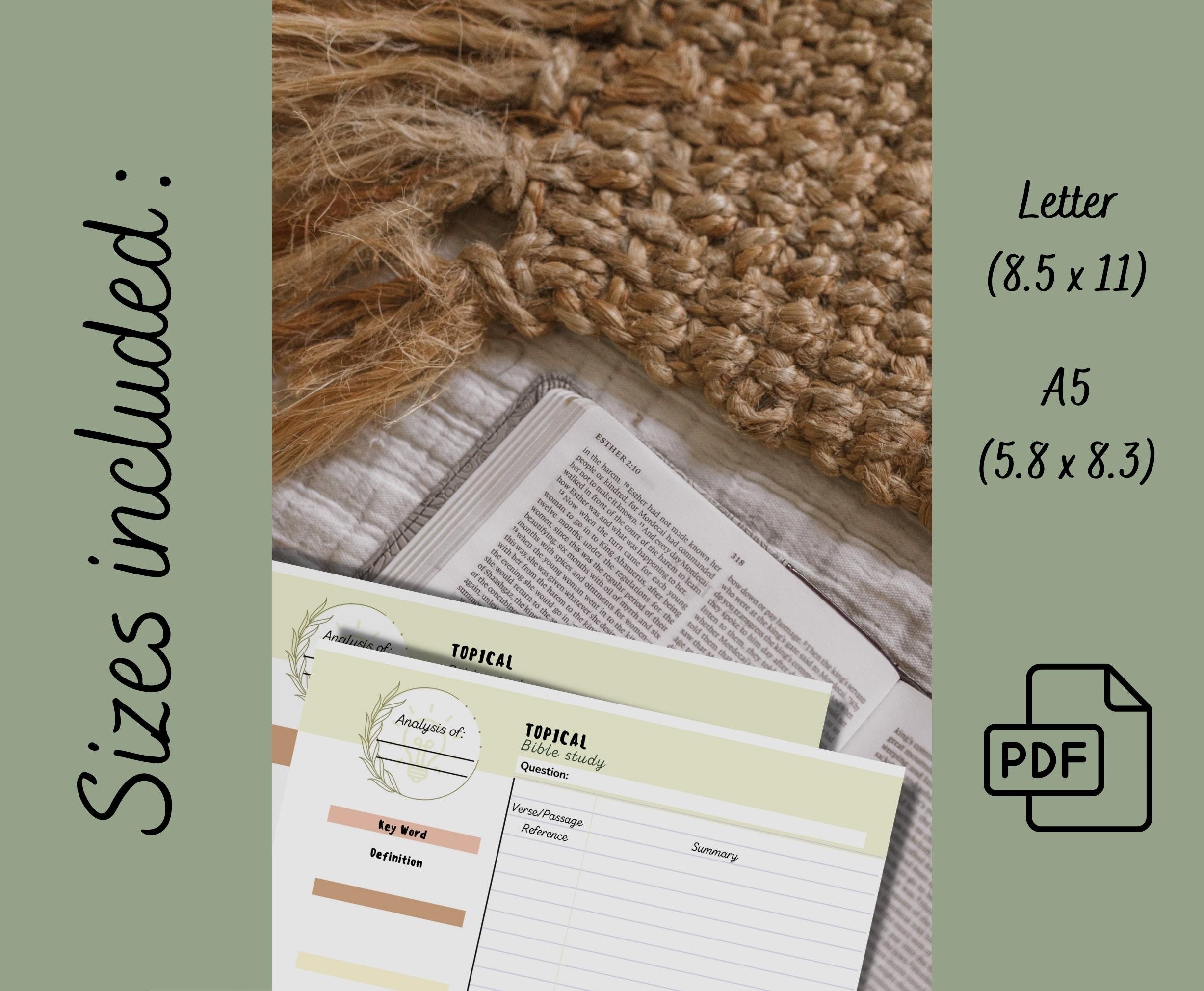 Printable Topical Bible Study Template for Themed Study of the Bible to ...