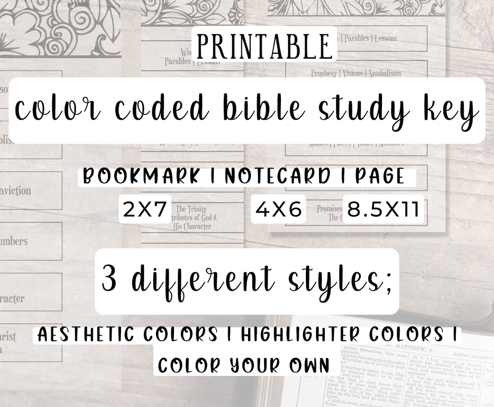 Printable Bible Study Color Key Chart Digital Download Color Guide for ...