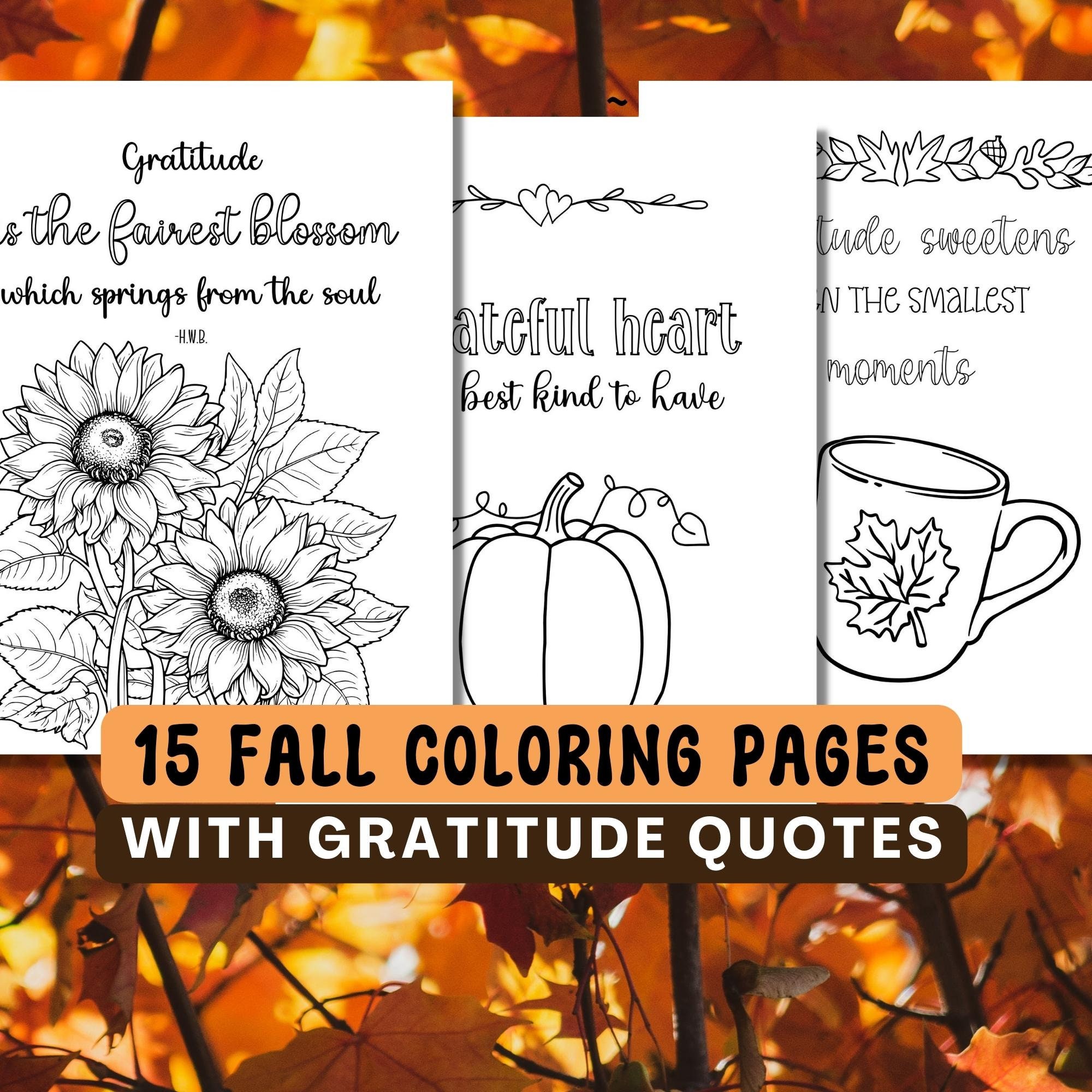 Printable Fall Coloring Pages With Gratitude Quotes, Thanksgiving ...