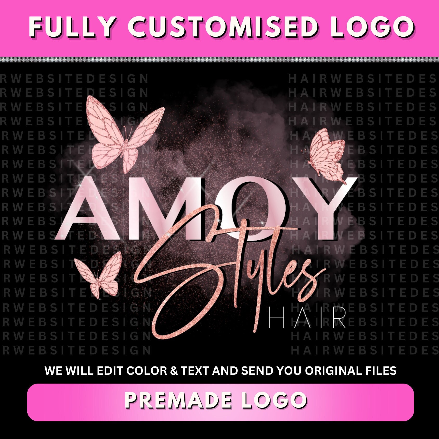 Hair Logo, DIY Logo Design Template, Butterfly Logo, Hair Salon ...