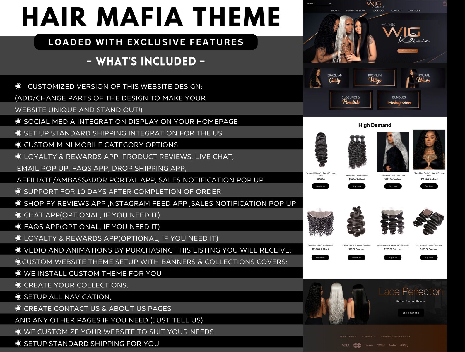 Hair Website Design, Hair Extensions Website Design, Premade Website ...