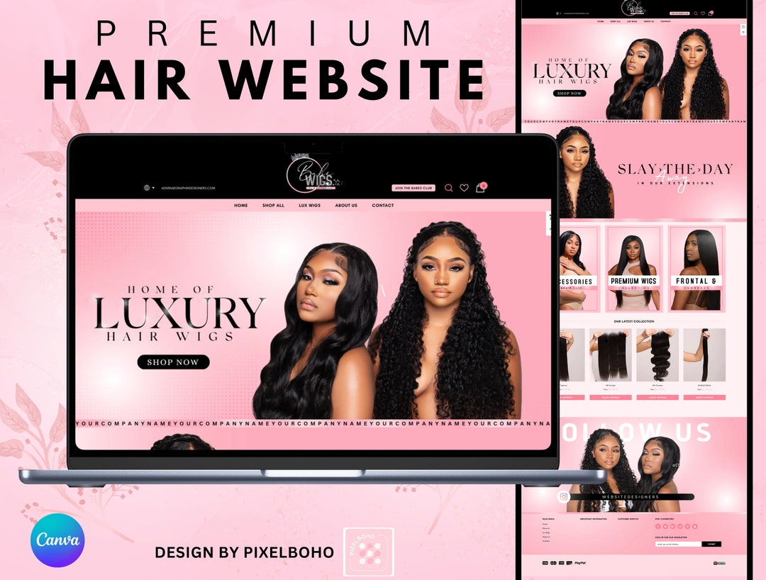 Hair Website Design, Hair Extensions Website Design, Premade Website ...