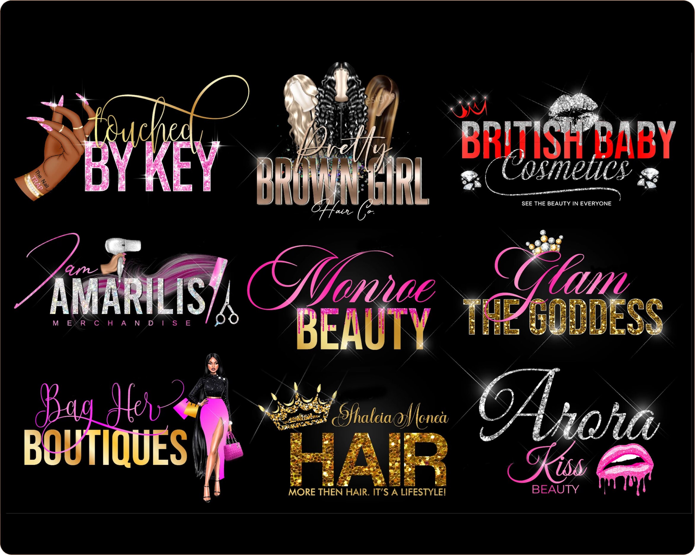 Glam Logo, Diamond Glitter Logo Design, Sparkle Logo, Beauty Logo ...