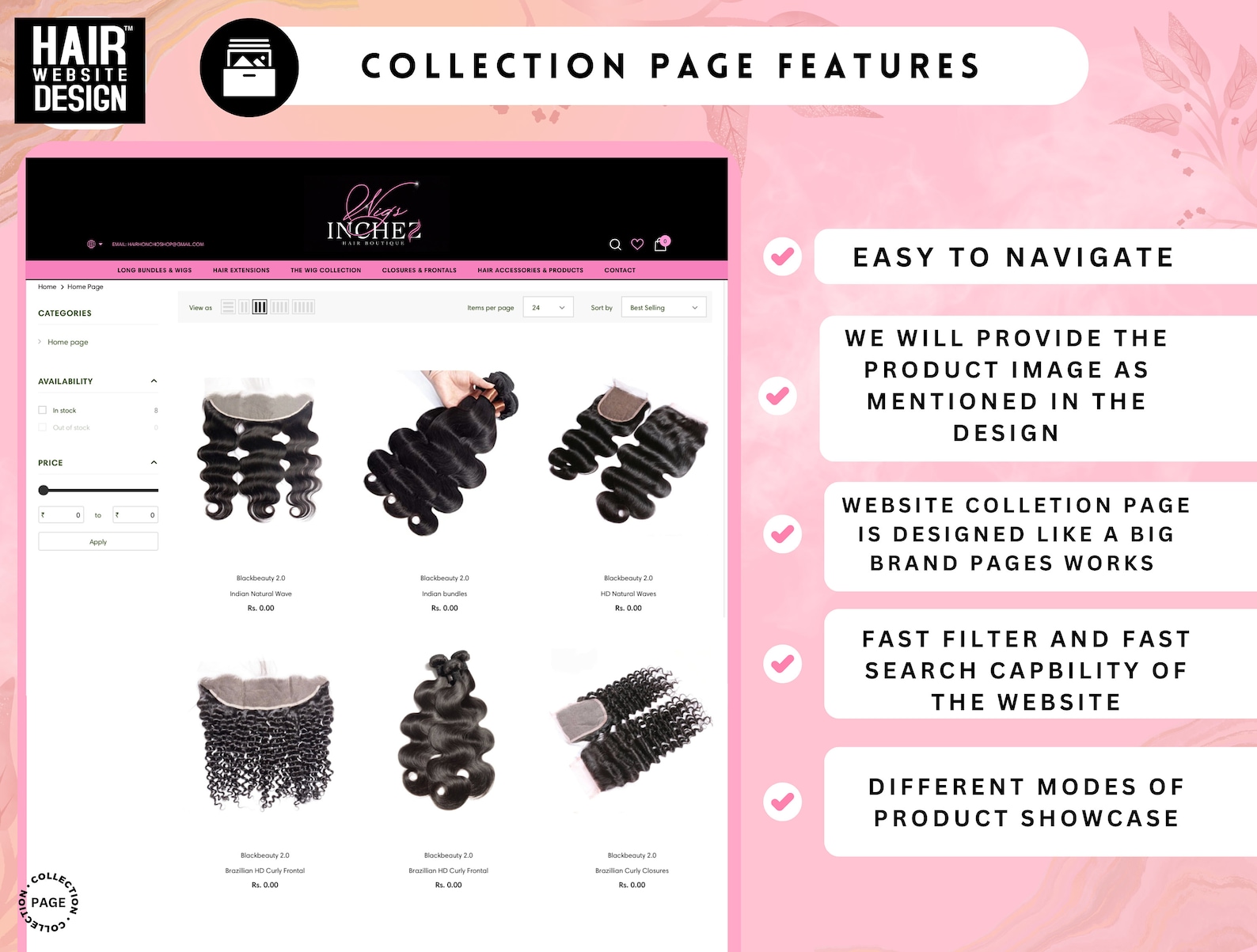 Hair Website Design, Hair Extensions Website Design, Premade Website ...