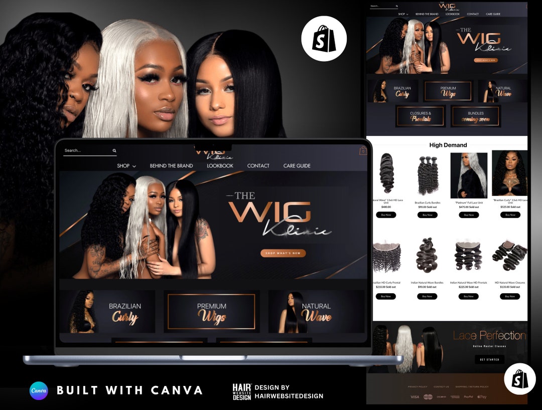 Hair Website Design, Hair Extensions Website Design, Premade Website ...