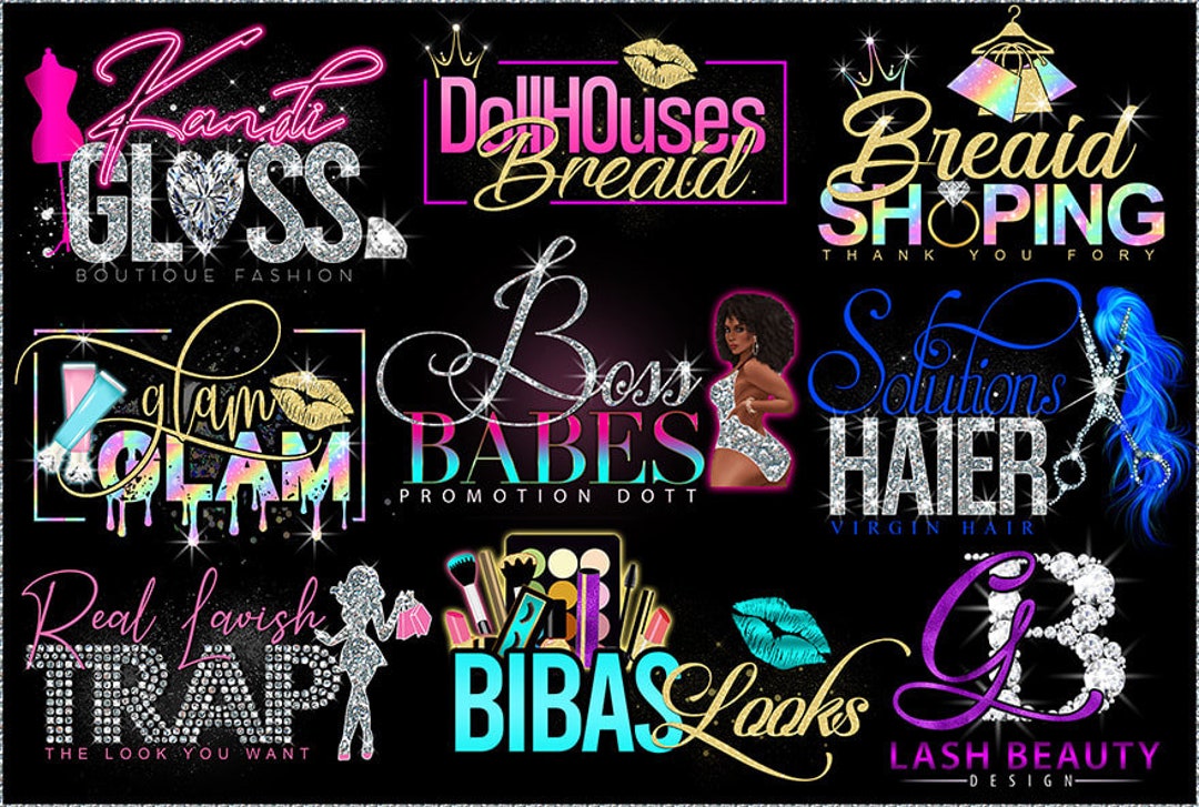 Glam Logo, Diamond Glitter Logo Design, Sparkle Logo, Beauty Logo ...