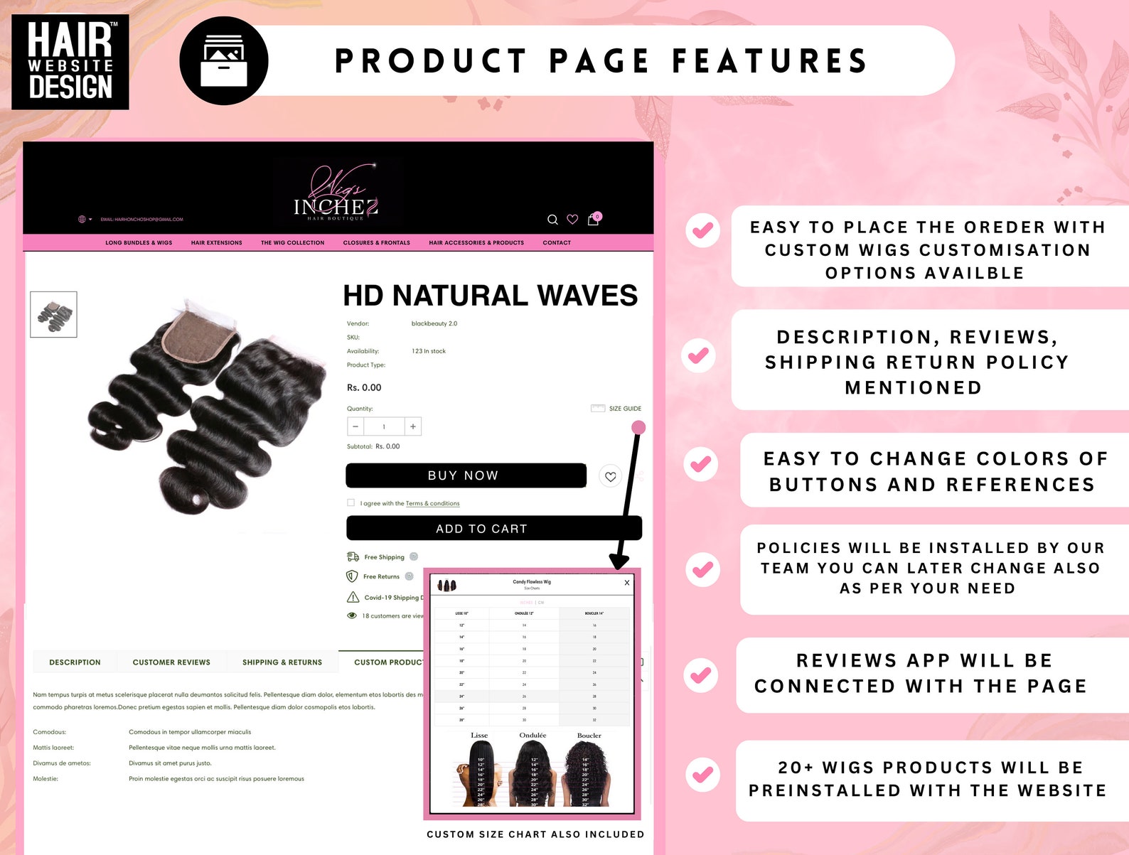 Hair Website Design, Hair Extensions Website Design, Premade Website ...