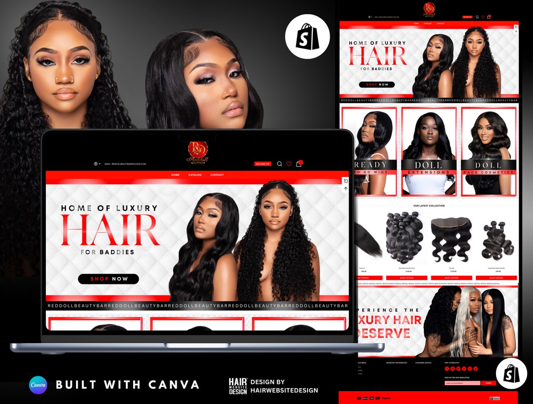 Hair Website Design, Hair Extensions Website Design, Premade Website ...