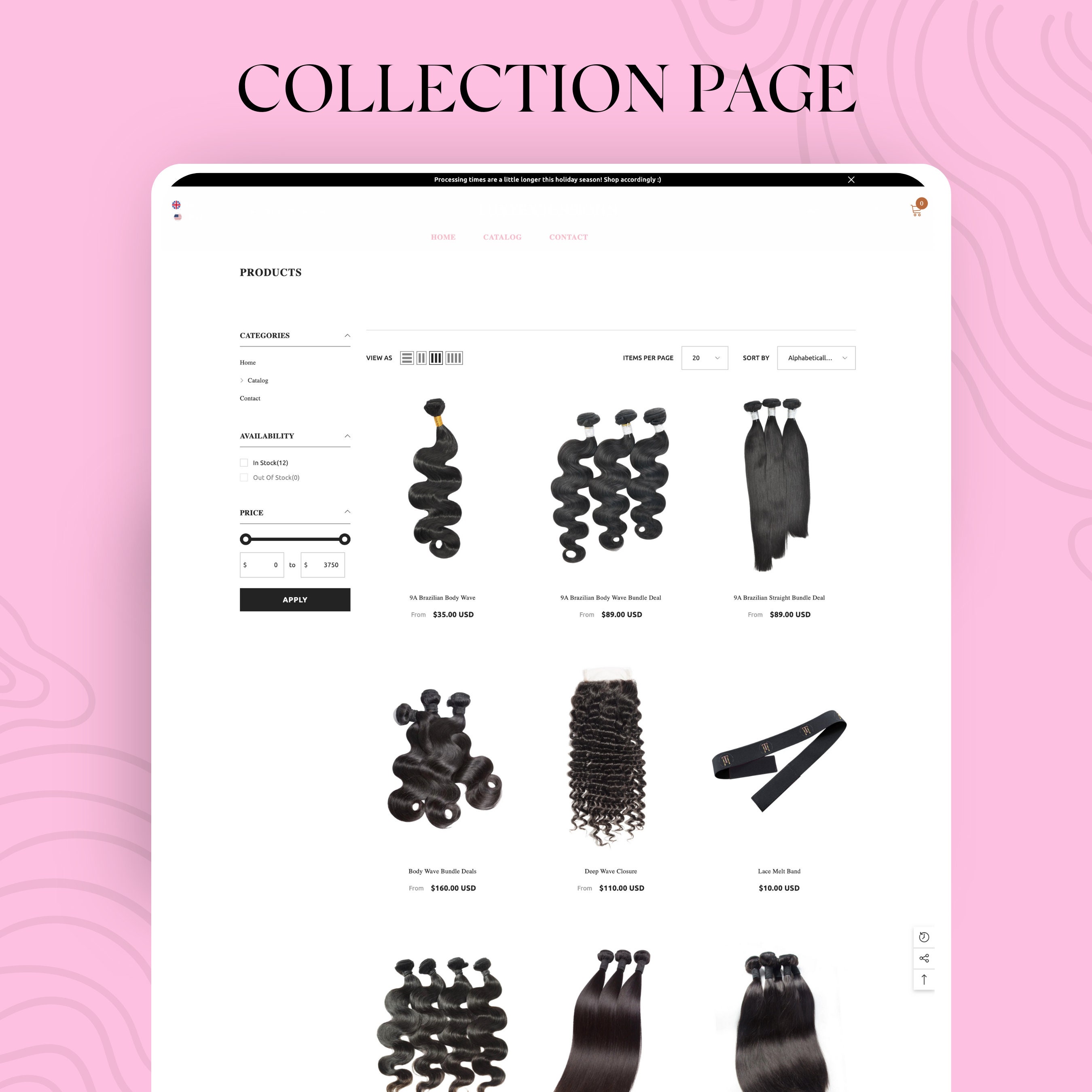 Shopify Luxury Hair Website Template , Premade Hair Website, Shopify ...