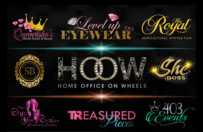 Glam Logo, Diamond Glitter Logo Design, Sparkle Logo, Beauty Logo ...