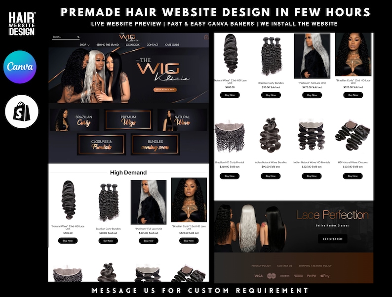 Hair Website Design Hair Extensions Website Design Premade - Etsy