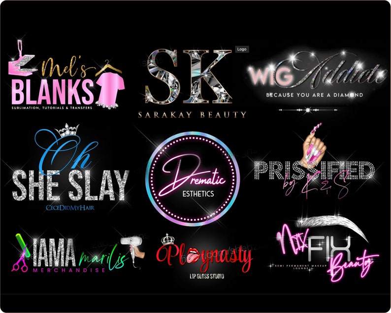 Glam Logo, Diamond Glitter Logo Design, Sparkle Logo, Beauty Logo ...