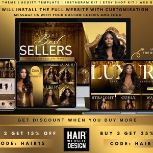 DIY, Premade Hair Website Banner Kit, Shopify, Hair Extensions, Wig ...