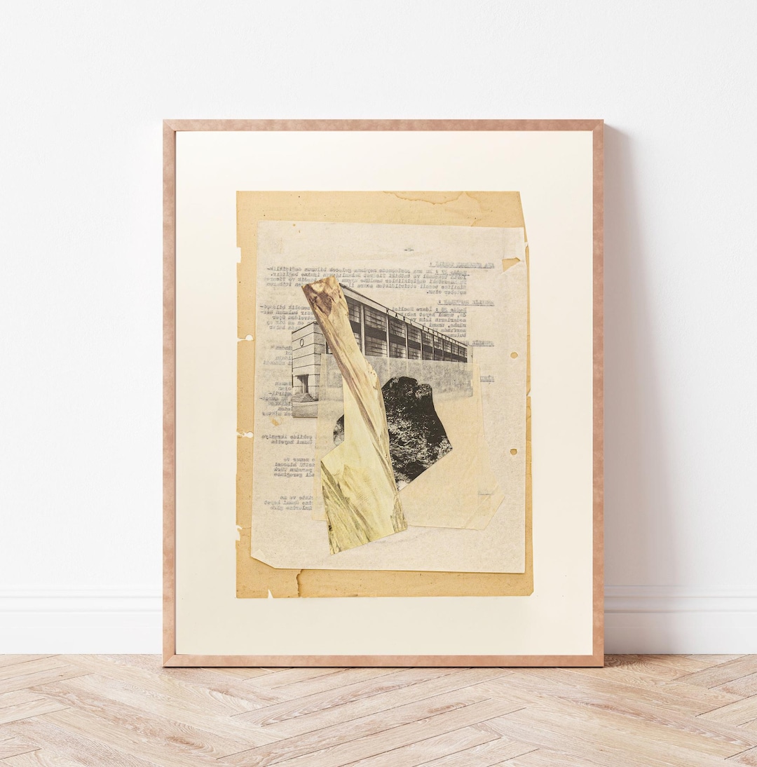 Original Collage Art With Vintage Paper, One of a Kind Art Work, Modern ...