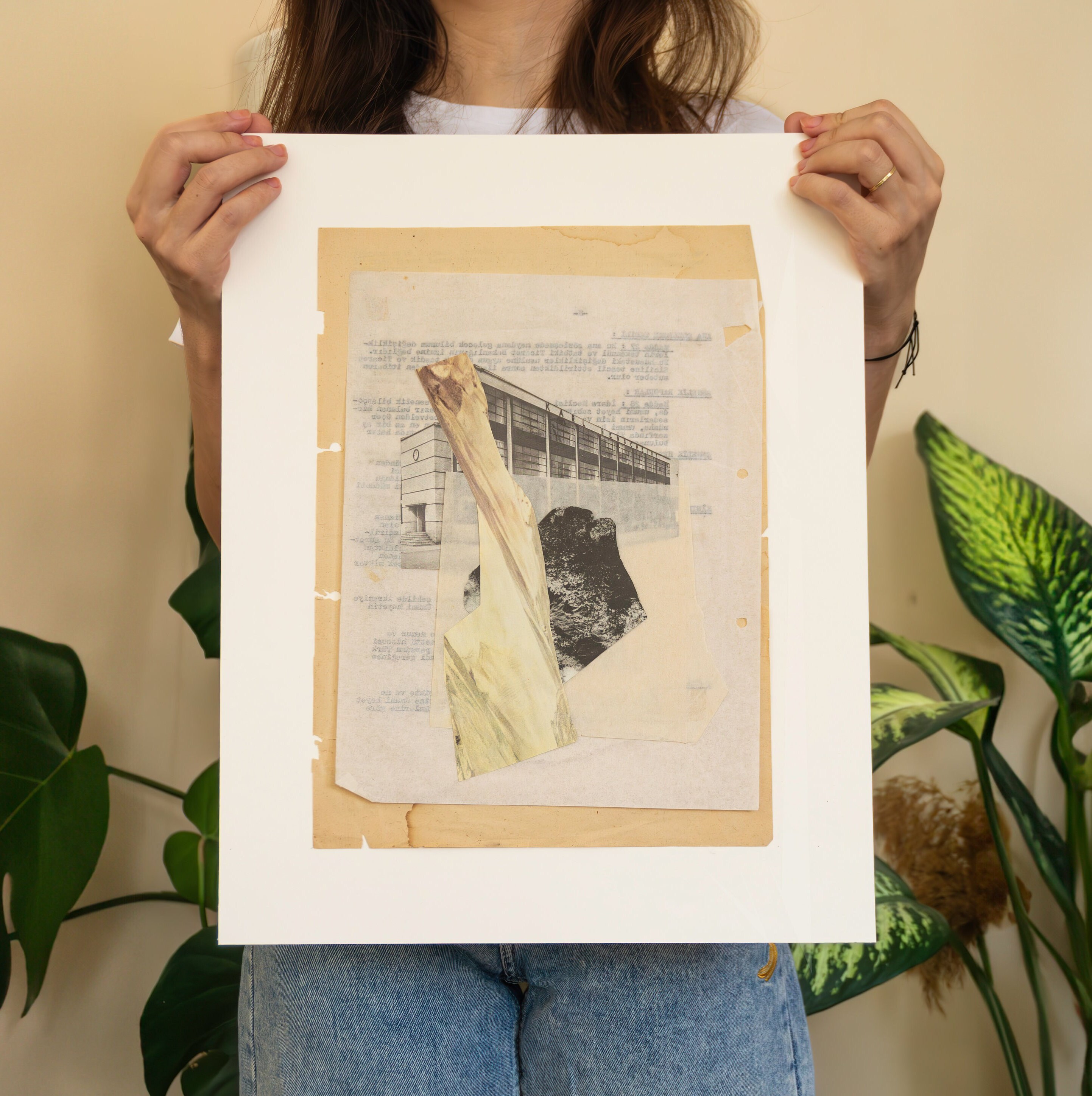 Original Collage Art With Vintage Paper, One of a Kind Art Work, Modern ...