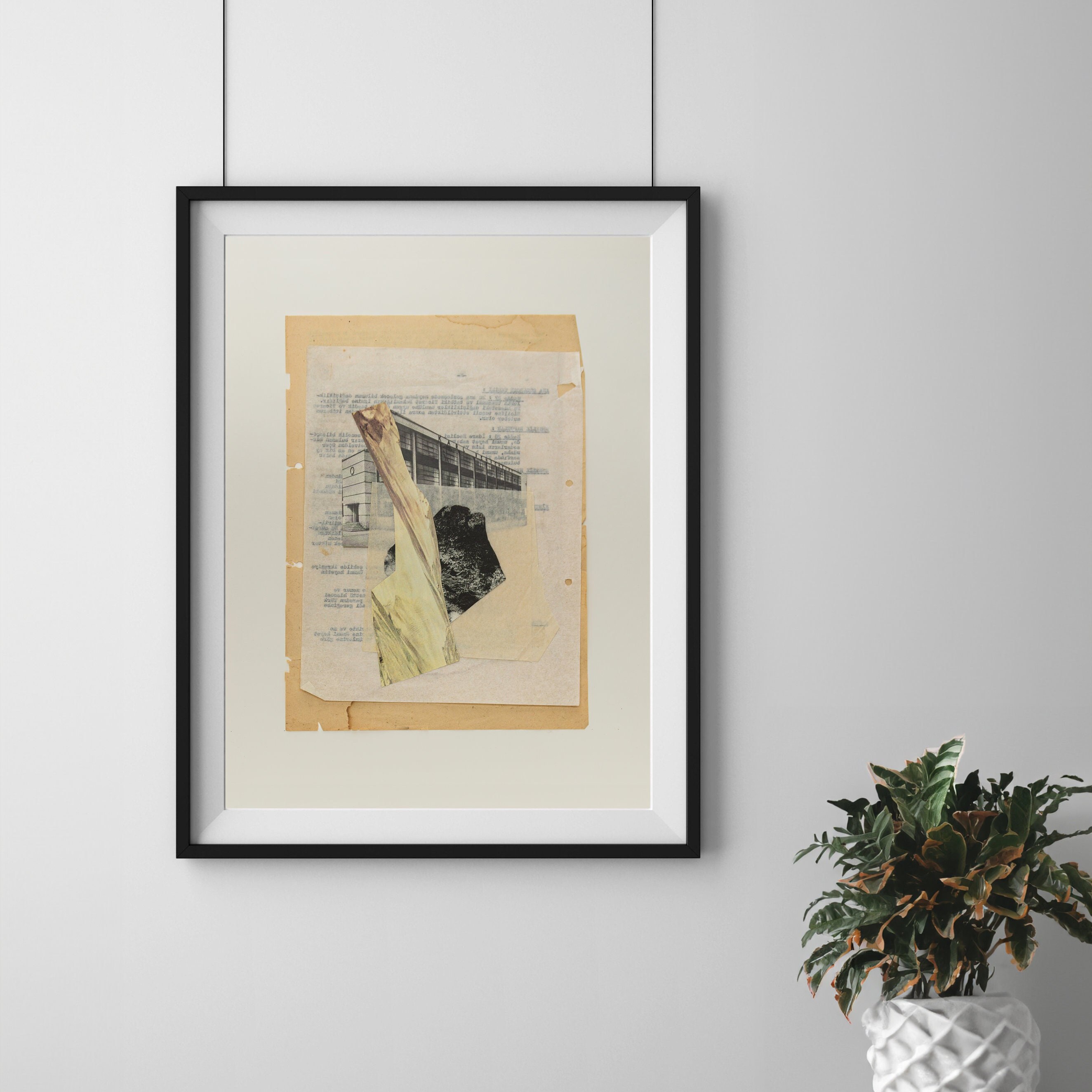 Original Collage Art With Vintage Paper, One of a Kind Art Work, Modern ...