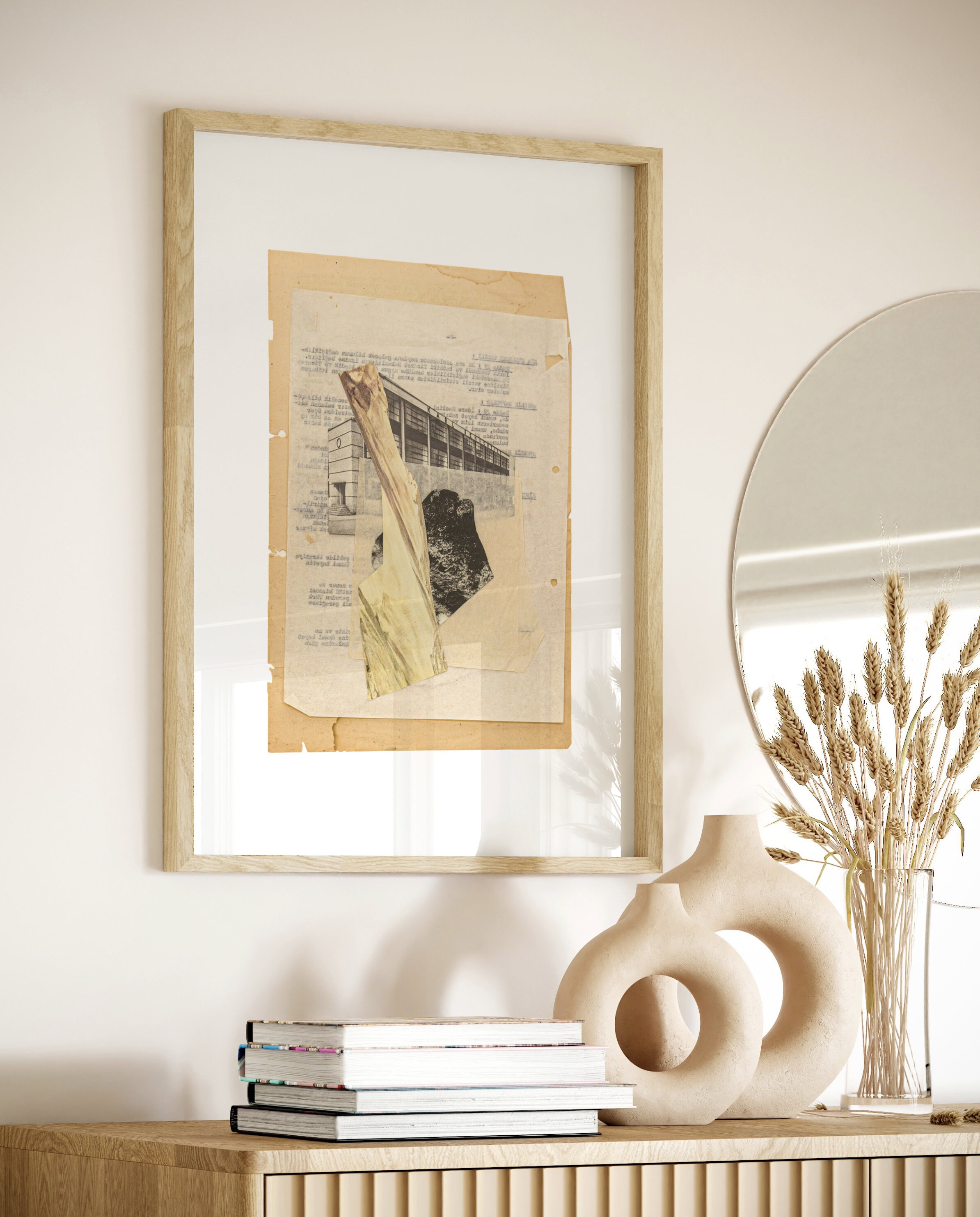 Original Collage Art With Vintage Paper, One of a Kind Art Work, Modern ...