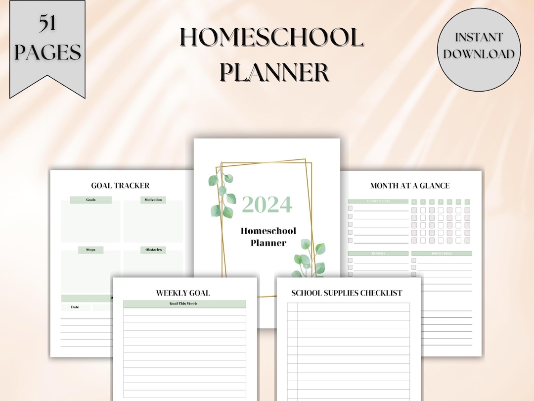 Homeschool Planner PDF for Students and Teachers - Printable Academic ...