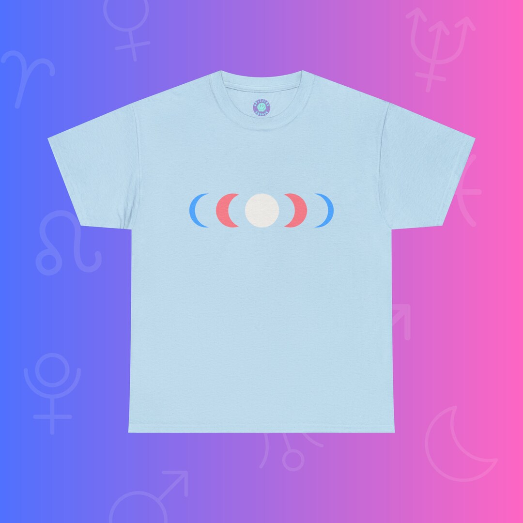 Trans Flag Subtle LGBTQIA Pride Moon Phase Cotton Tee - Etsy