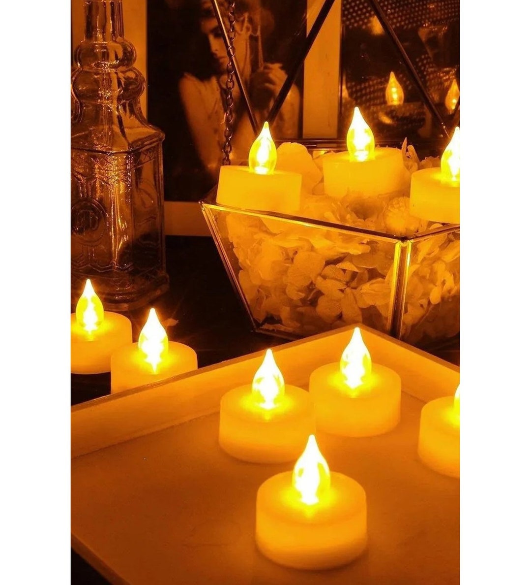 5pcs Battery Operated Led Tealight-flameless Tealights With Flickering ...