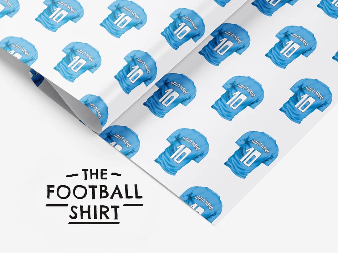 Personalised Football Wrapping Paper Name and Number | Football Gift ...