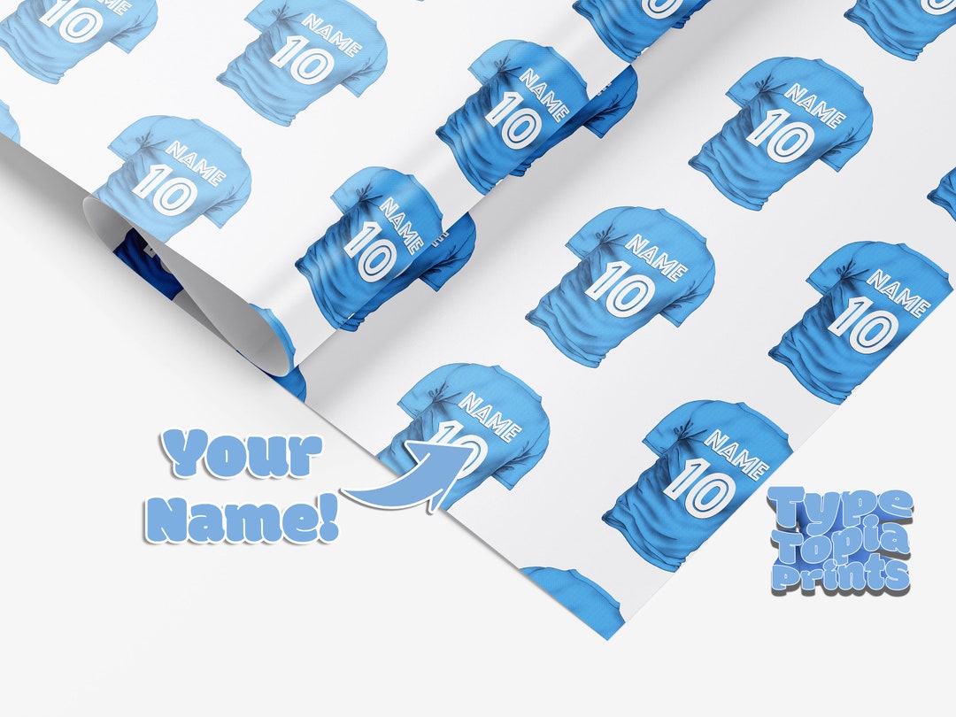 Personalised Football Wrapping Paper Name and Number Football Gift City ...