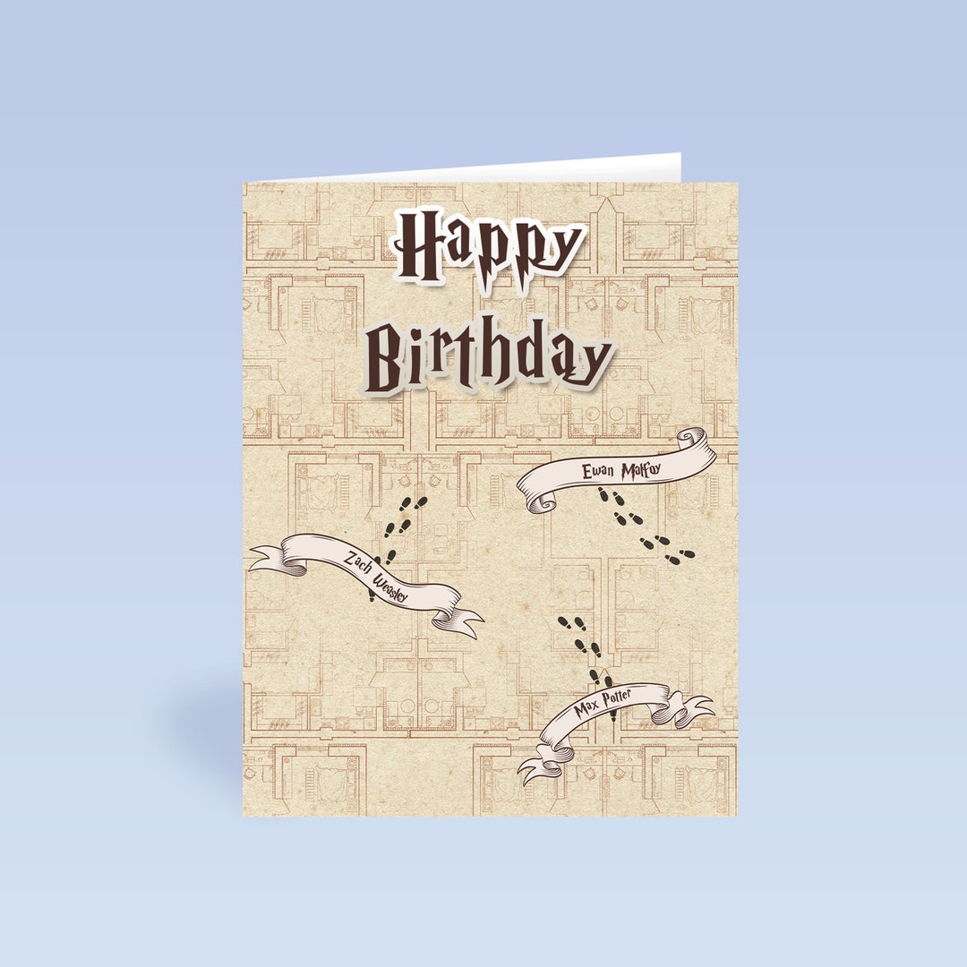 Marauder's Map Harry Potter Style Card Birthday Card Greetings Card ...