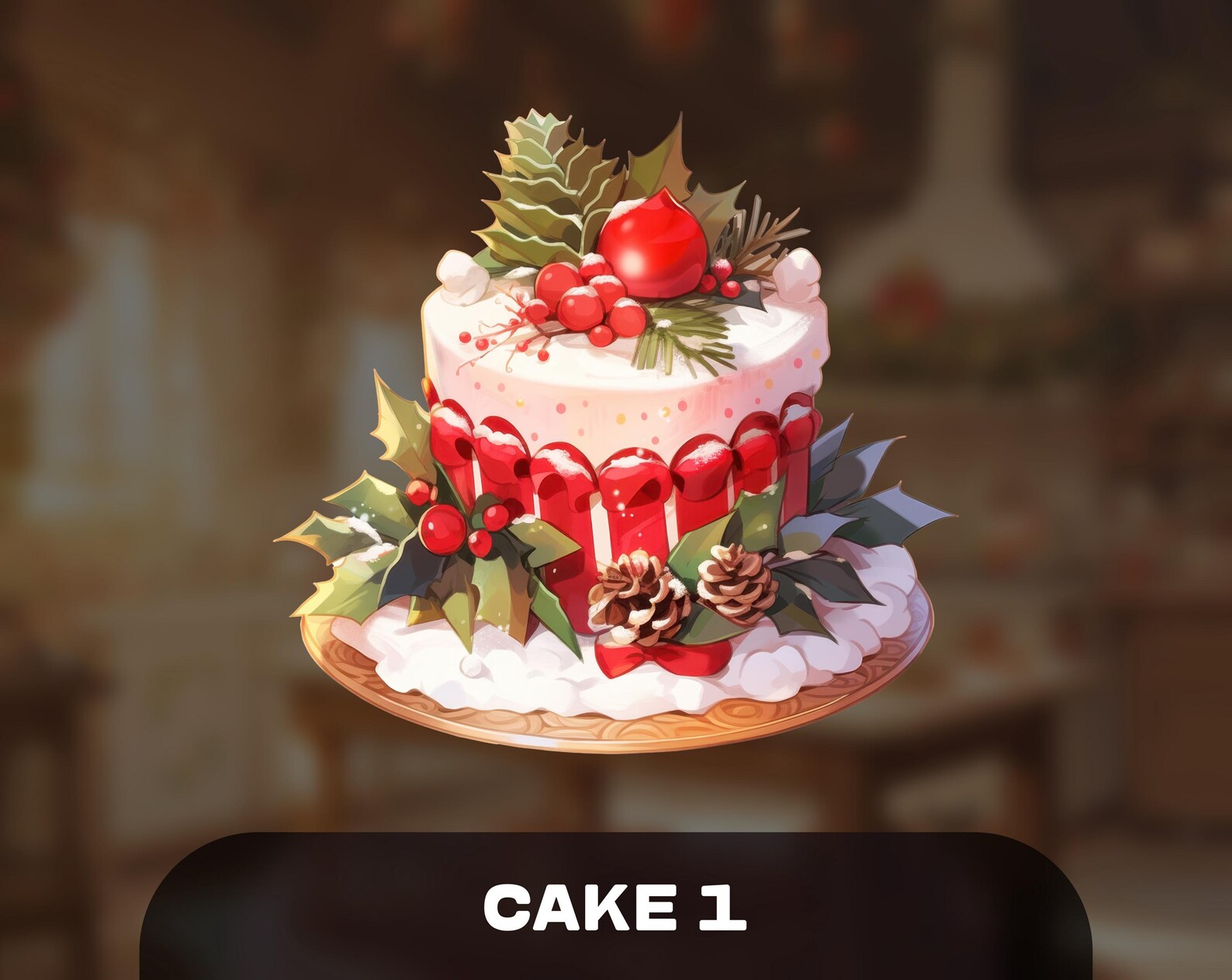 5 Vtuber Christmas Cake Pngs, Transparent Winter Stream Assets (digital ...