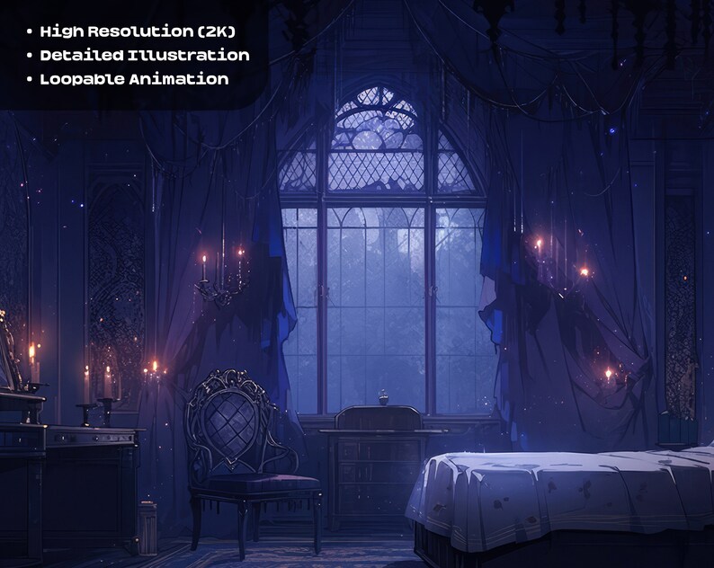 4 ANIMATED BACKGROUNDS | Vampire Gothic Bedroom Background | Gothic ...