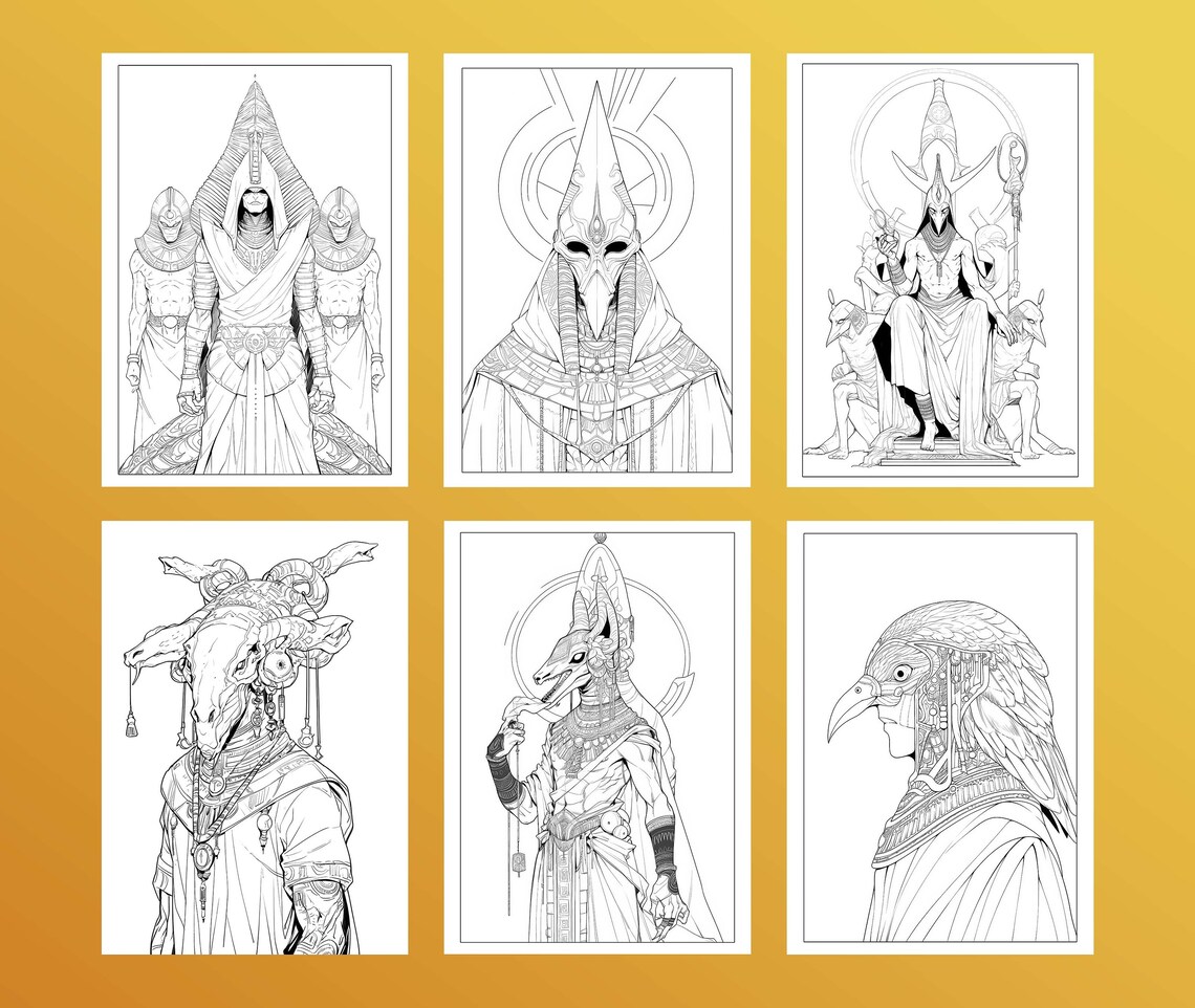 EGYPT GODS: A 30 Page Coloring Pages for Adults and Children, High ...