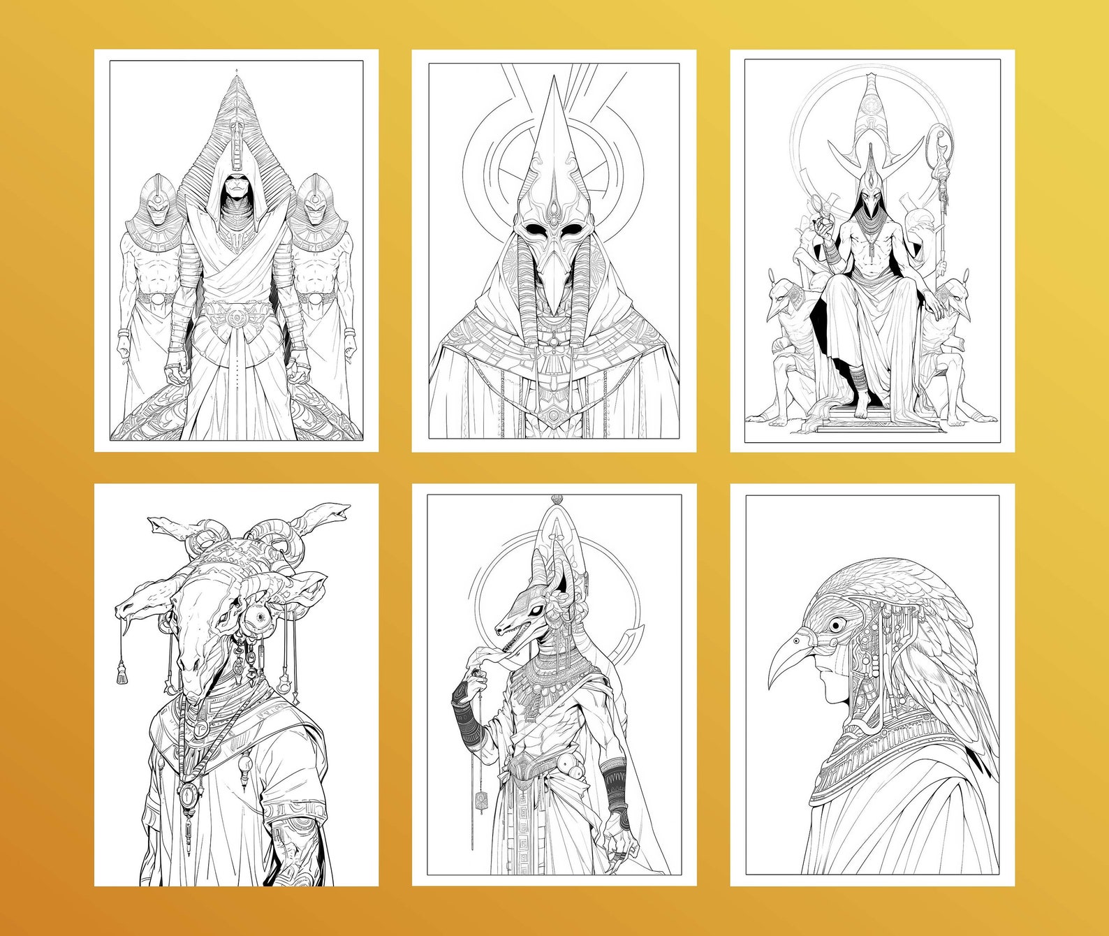 EGYPT GODS: A 30 Page Coloring Pages for Adults and Children, High ...