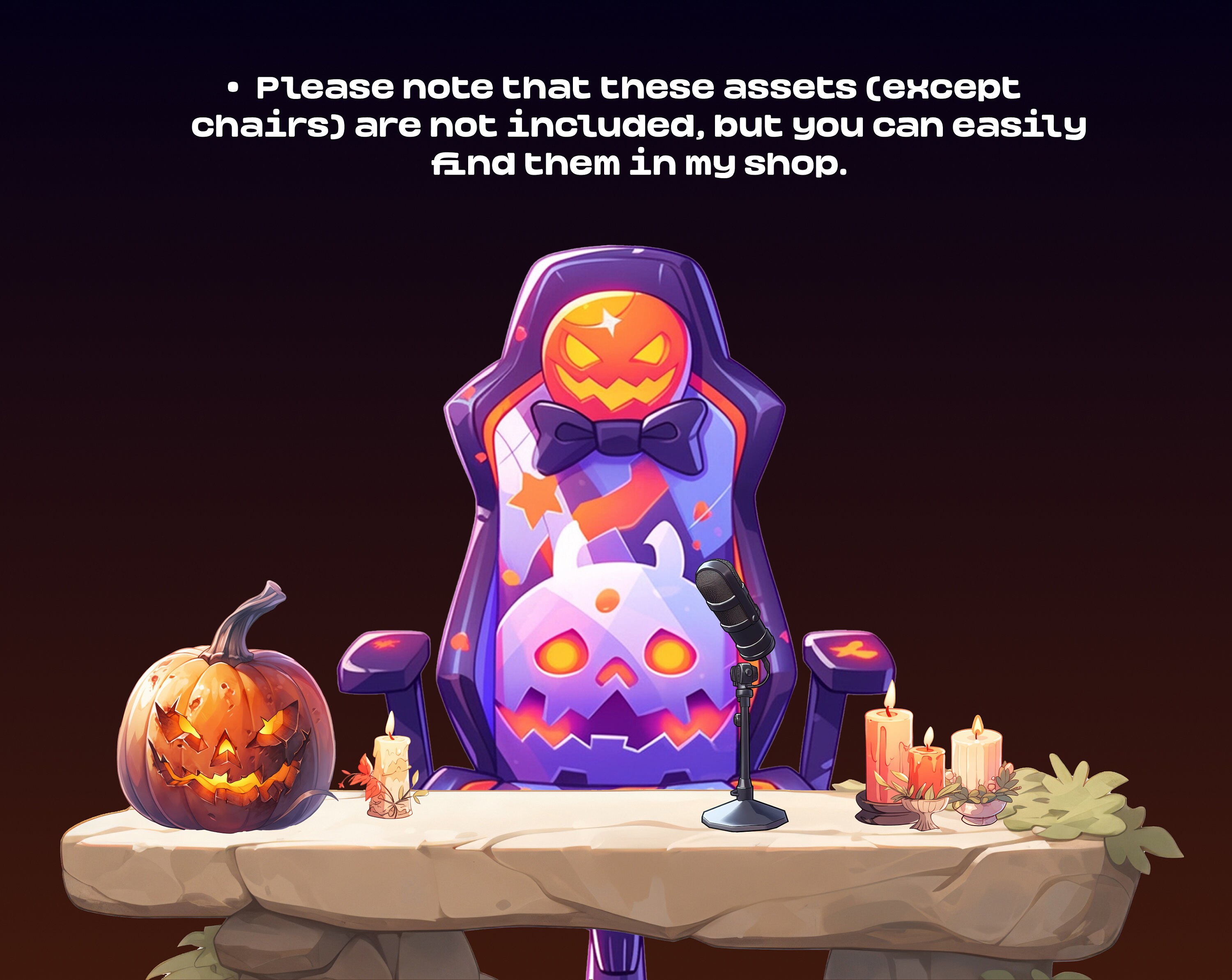 VTUBER 4 Gaming Halloween Chairs Set, VTUBER Asset | High Quality PNG ...