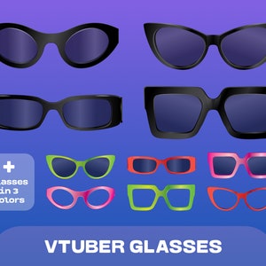 Vtuber Modern Glasses Assets | Vtuber Glasses Pack | Circle Glasses ...
