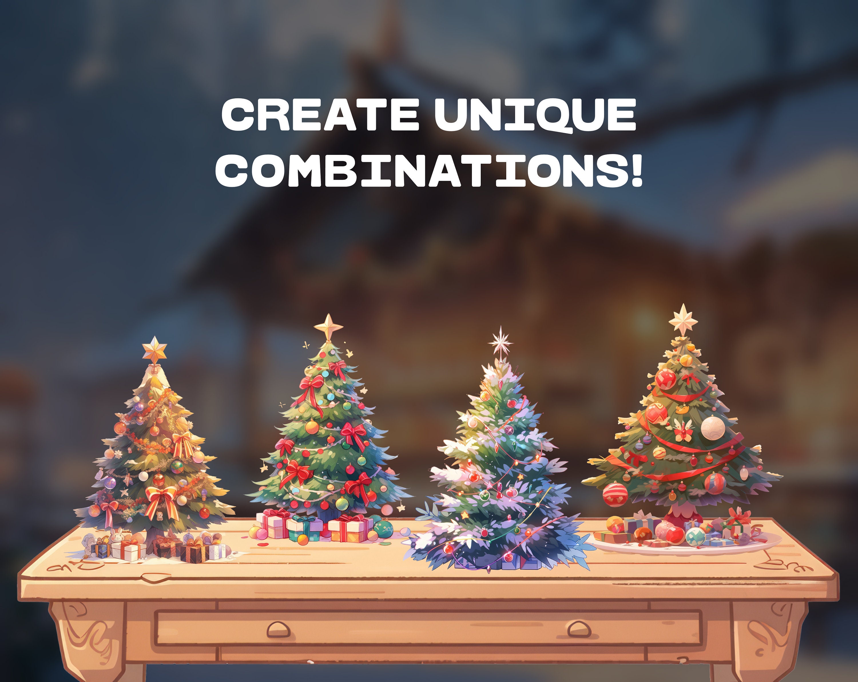 VTUBER ASSET, 4 Christmas Trees Set - 4 Christmas Stream Assets, Vtuber ...
