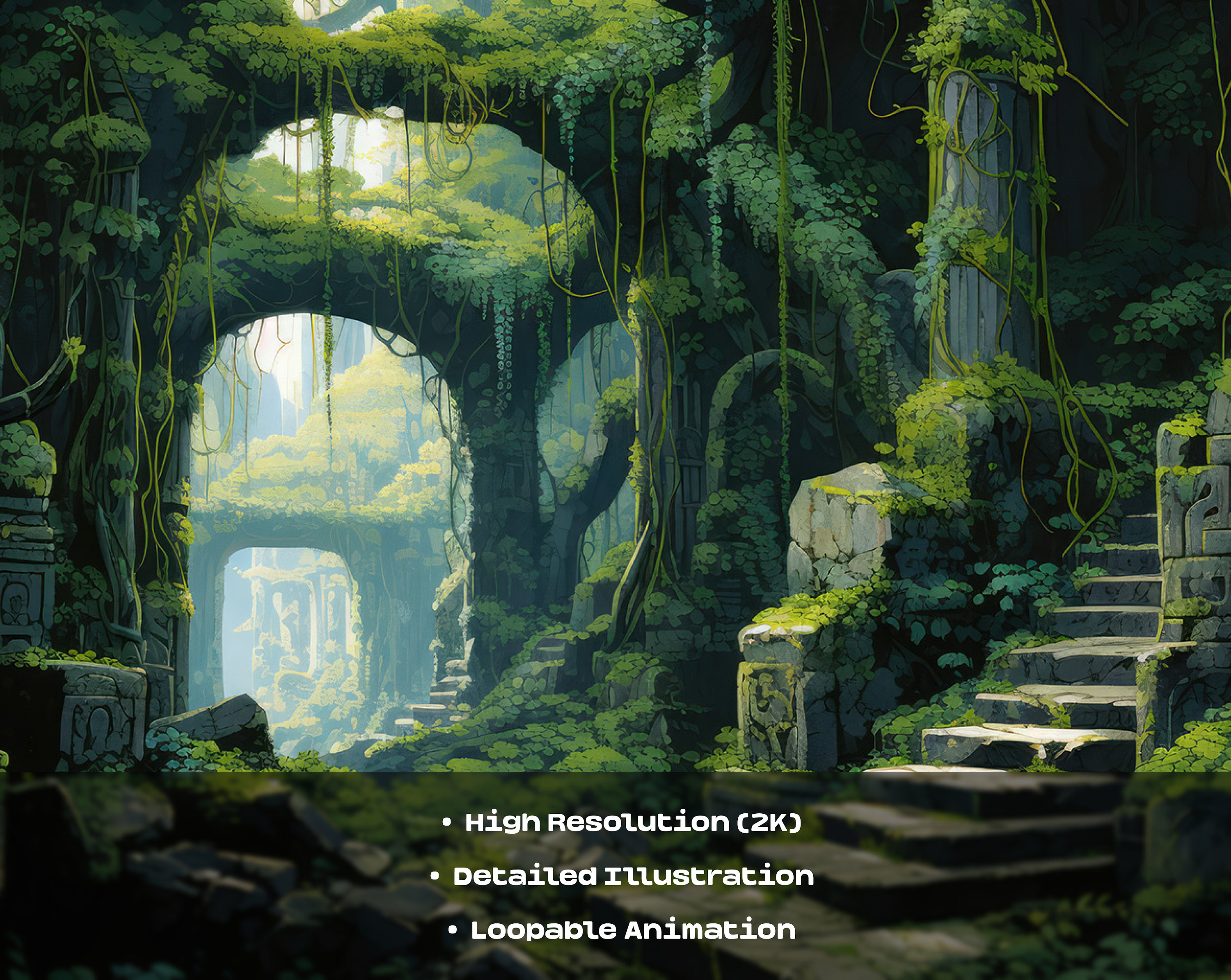 4 ANIMATED BACKGROUNDS Jungle Temple Background Forest Looped Vtuber ...