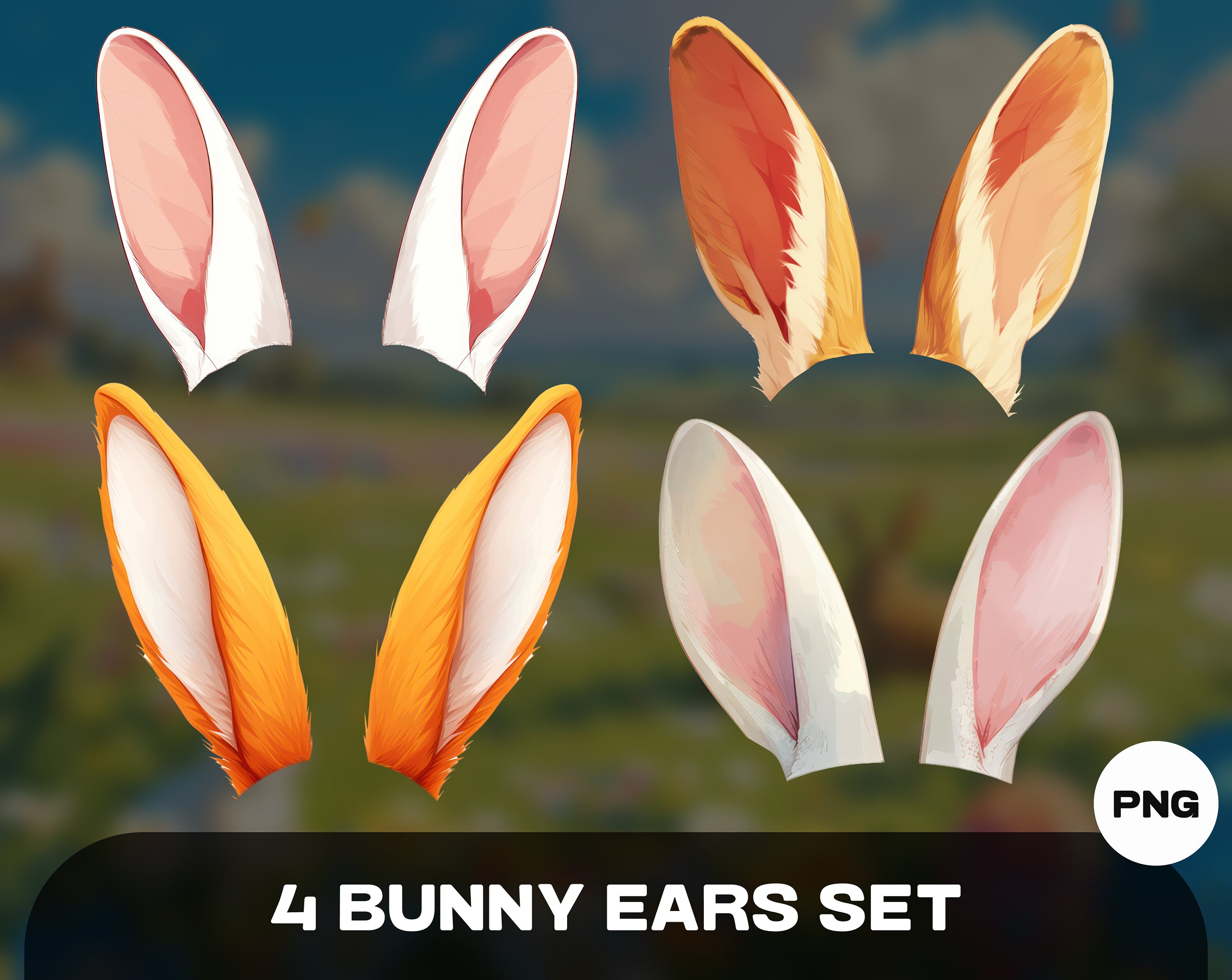 VTUBER 4 Bunny Ears Set, VTUBER Asset | High Quality PNG Files ...