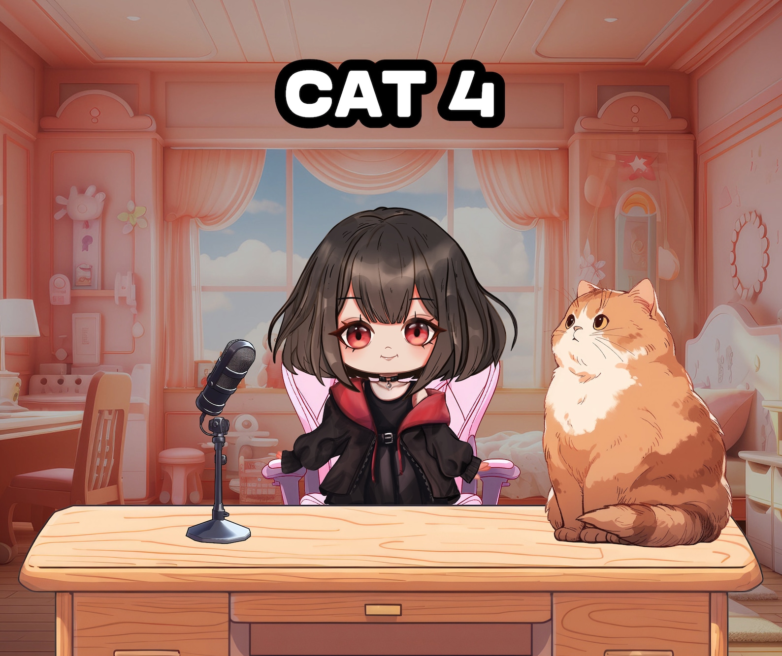 VTUBER 4 Cats Set, VTUBER Asset | High Quality PNG Files | Transparent ...