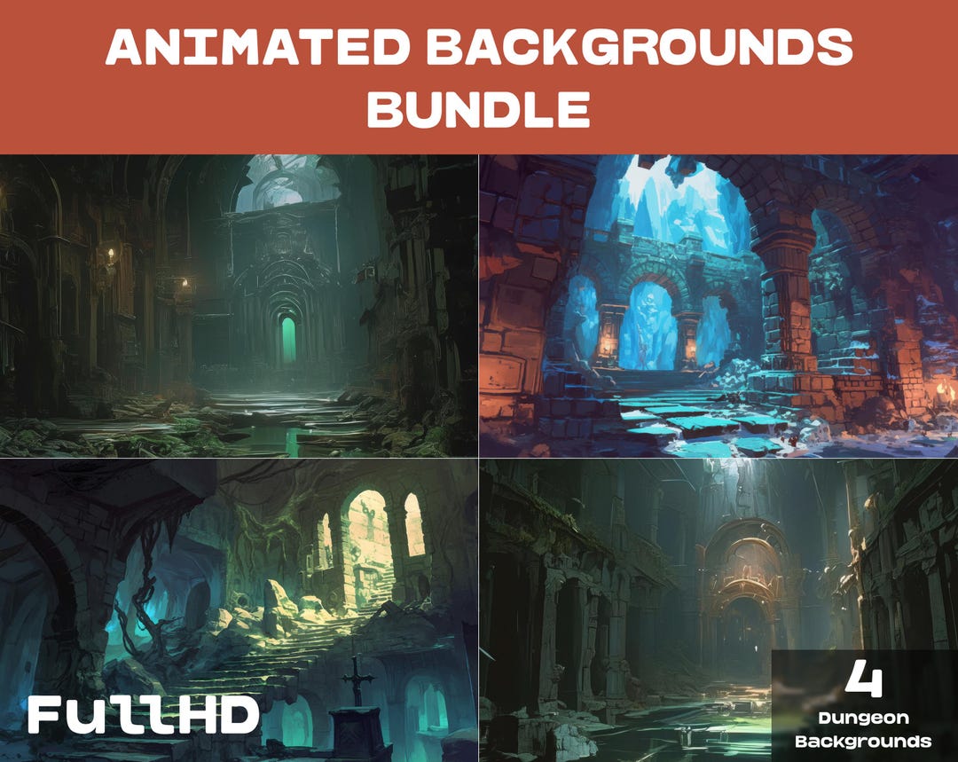4 ANIMATED BACKGROUNDS Fantasy Dungeon Background Fantasy Looped Vtuber ...