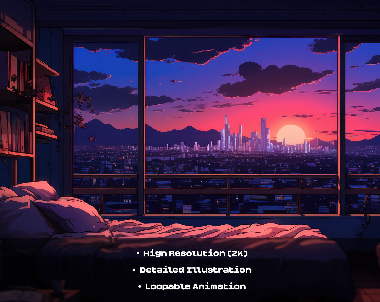 4 ANIMATED BACKGROUNDS Cozy Lofi Room Background Cozy Looped Vtuber ...