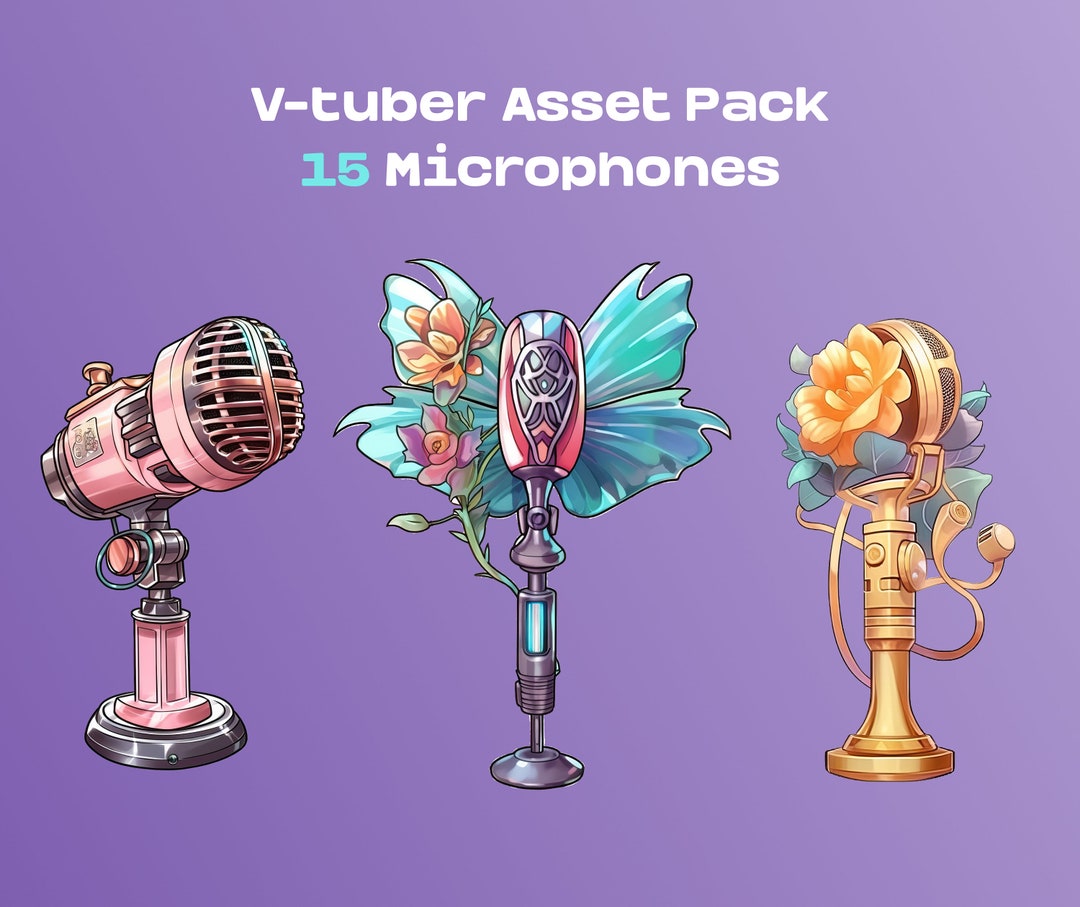 Vtuber Asset 15 Microphones With Stand, Instant Download, Anime Fantasy ...