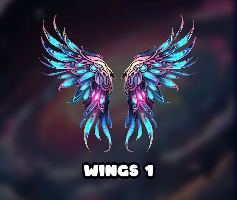 VTUBER Galaxy, Sci-fi, 4 Wings Set | Fantasy Wings | God Wings | Vtuber Asset Stream Decoration ...